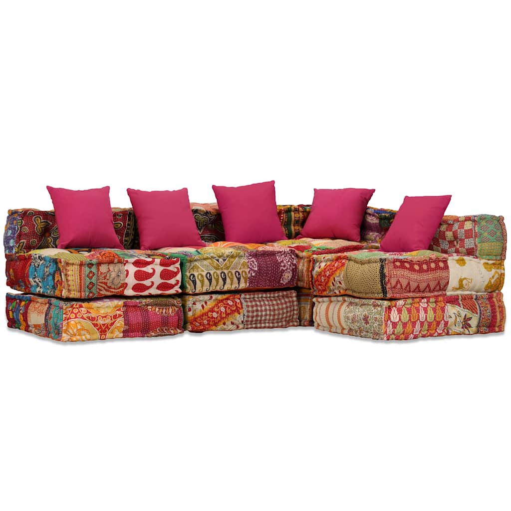 vidaXL 4-miestna modulárna taburetka, patchwork, látka | vidaXL.sk
